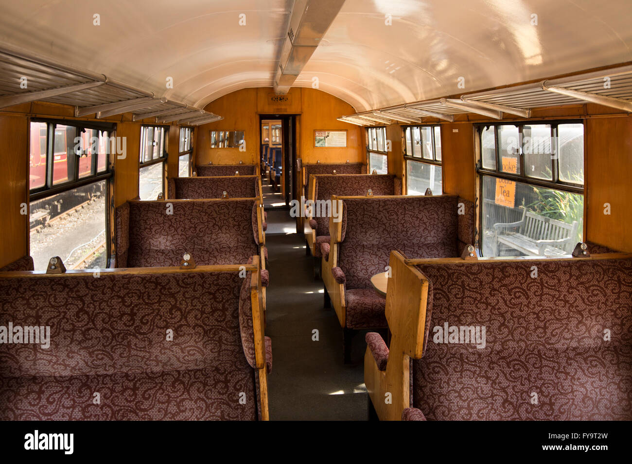 UK, Kent, Tenterden, Kent & East Sussex Railway carriage interior Stock ...