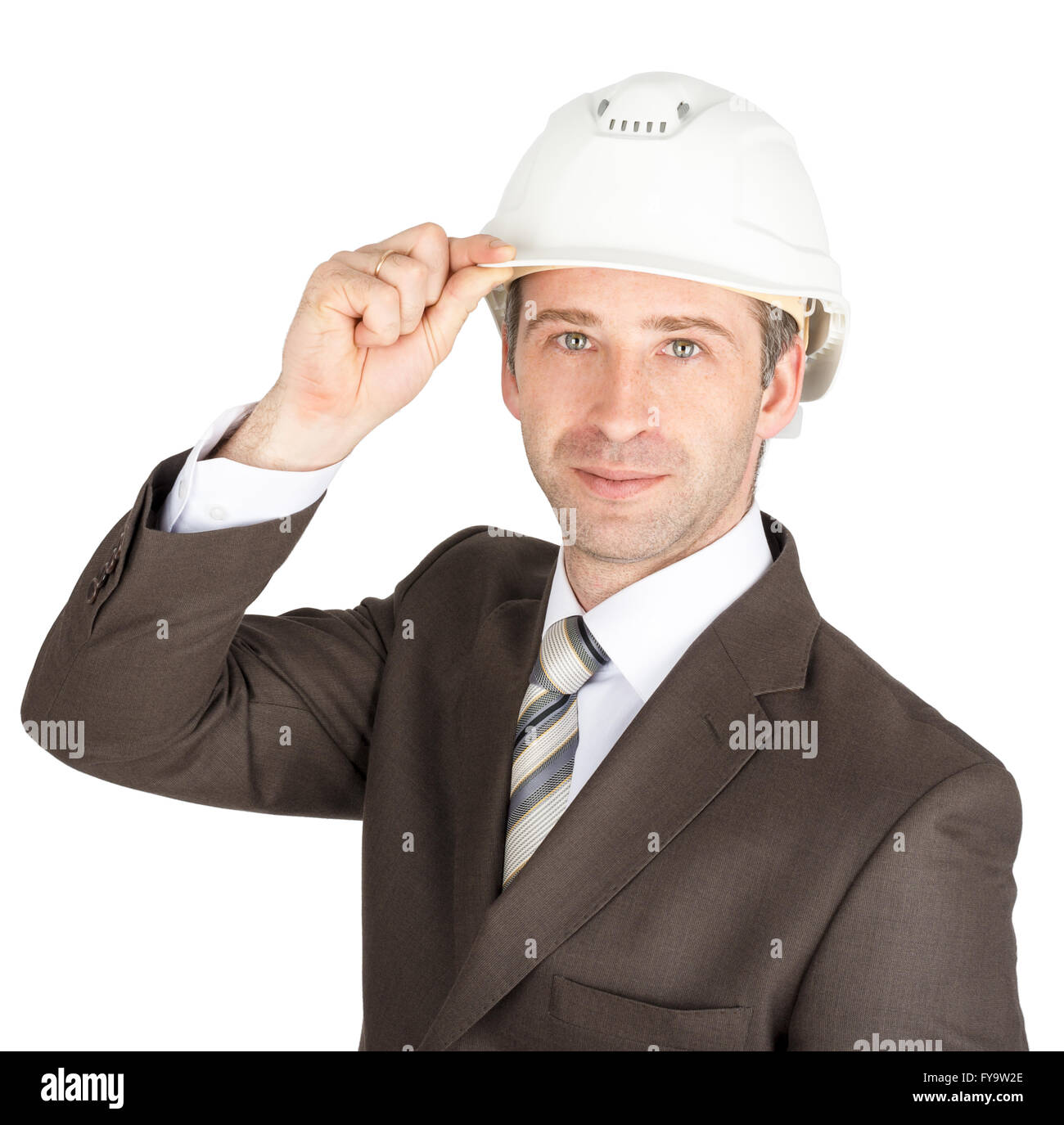 Holding hard hat and suit hi-res stock photography and images - Alamy