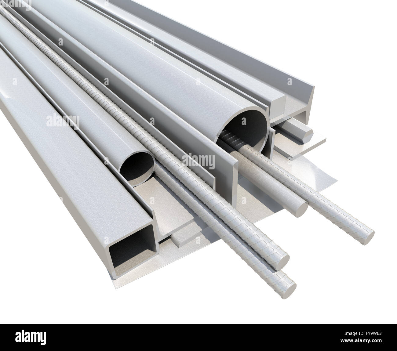 Rolled metal products. 3d render Stock Photo - Alamy