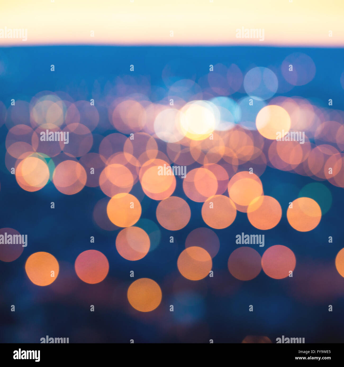 blue abstract defocused light background with horizon for Christmas ...