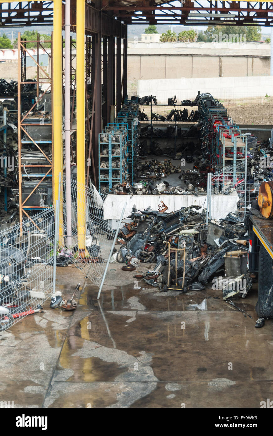Expanse of cars in demolition. Ready for recycling or destruction Stock ...