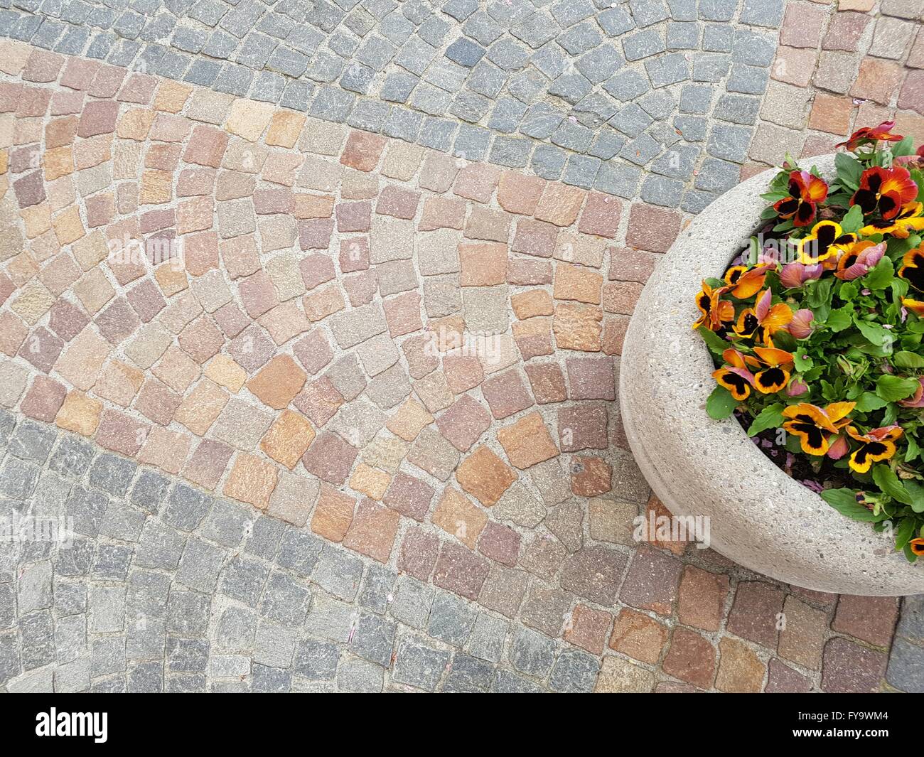 Pink and gray granite square cobblestone sidewalk pattern/background ...