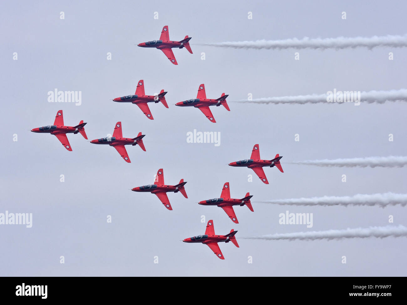 Royal Air Force Aerobatic Team Red Arrows during a display Stock Photo ...