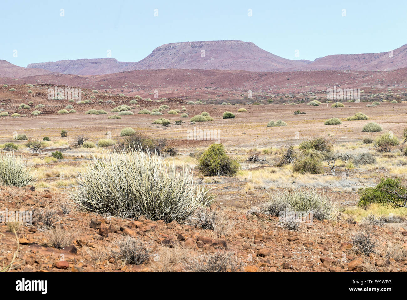 Views of landscape and flat-top mountains, mesas, Damaraland, Namibia ...