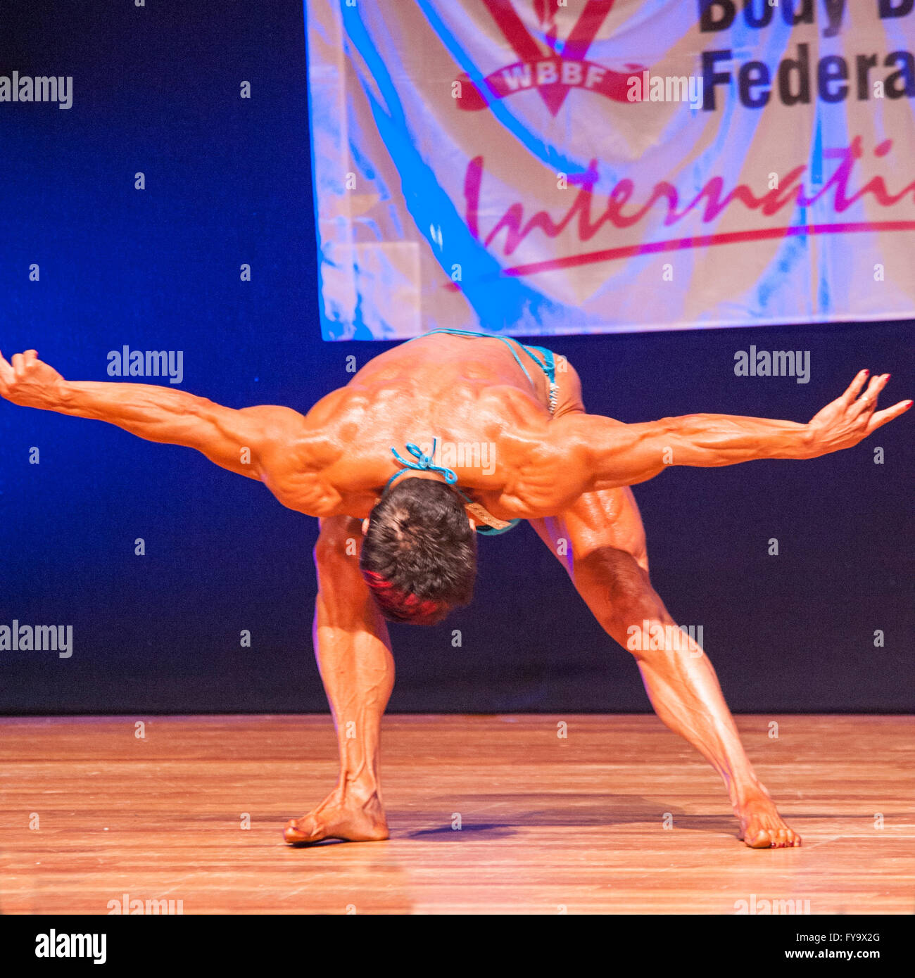 MAASTRICHT, THE NETHERLANDS - OCTOBER 25, 2015: Female bodybuilder ...