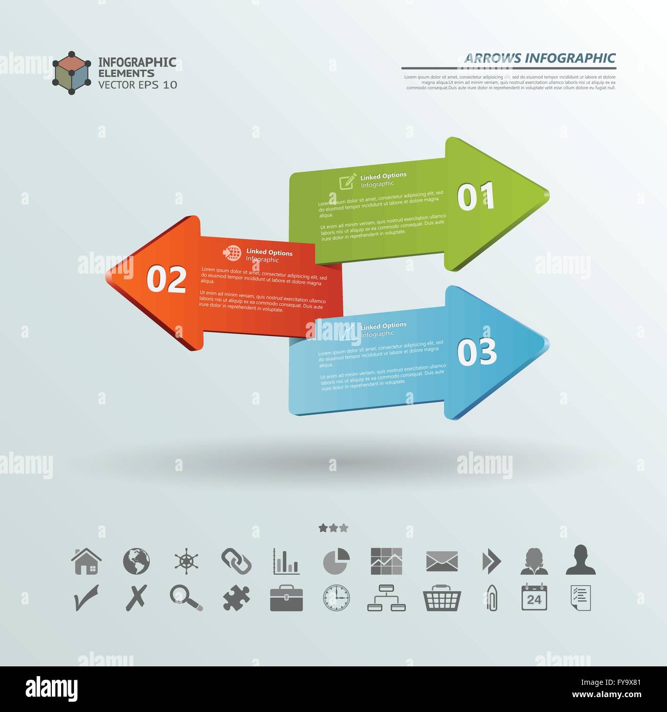 Infographic background illustration of three arrows with options Stock ...