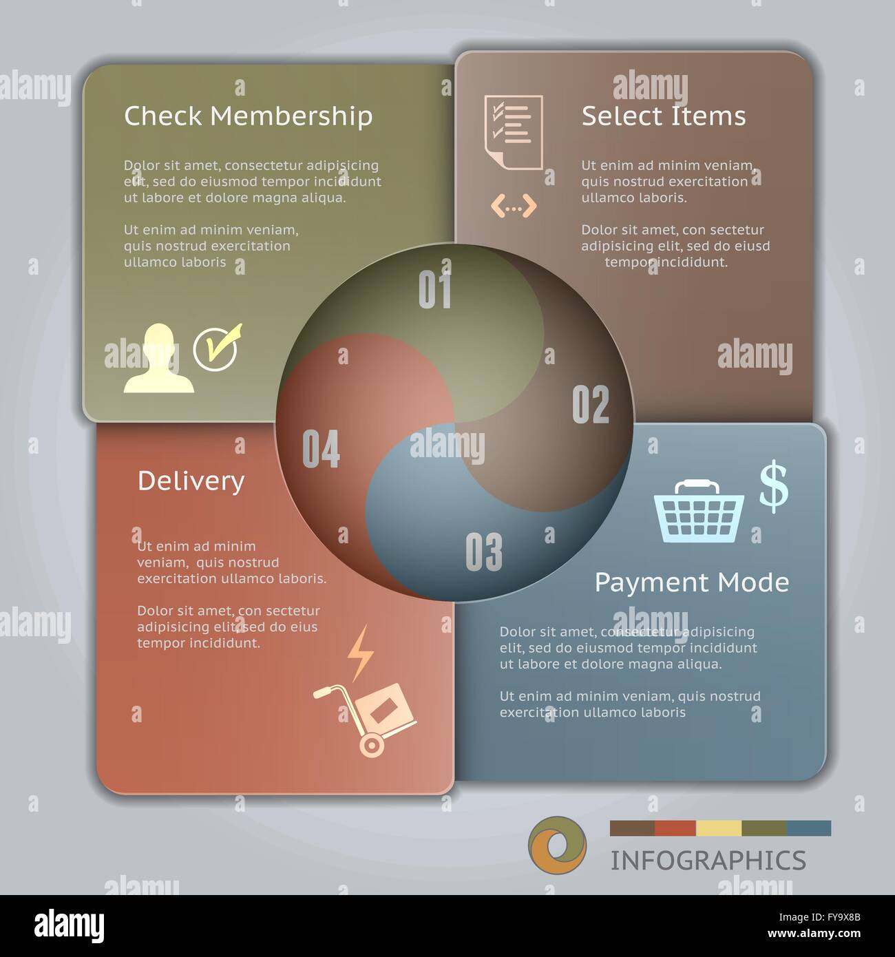 Infographic illustration of 4 labeled banners with numbers Stock Vector ...