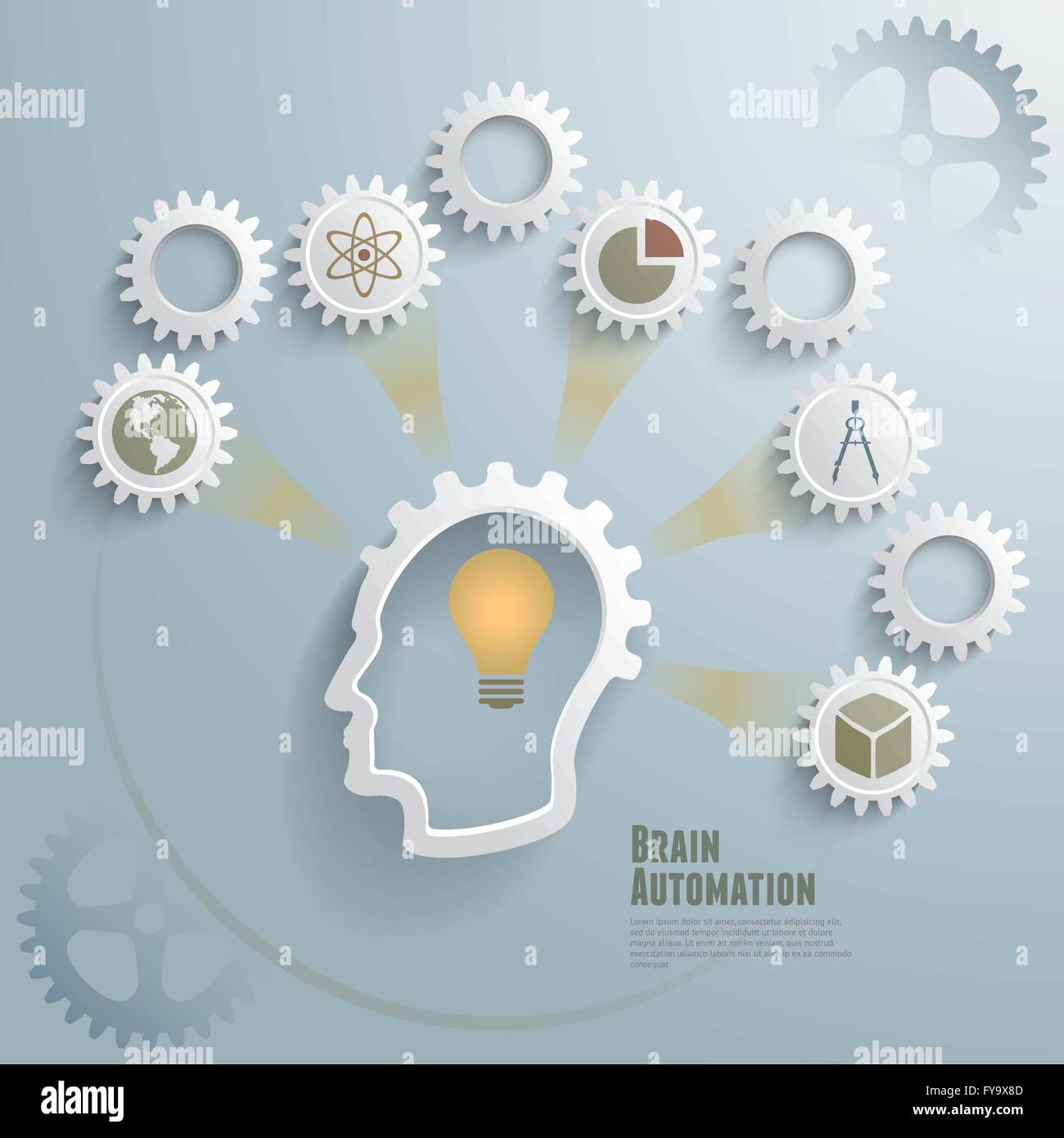 Abstract vector illustration of idea, creation and automation concept ... Abstract vector illustration of idea, creation and automation concept ...