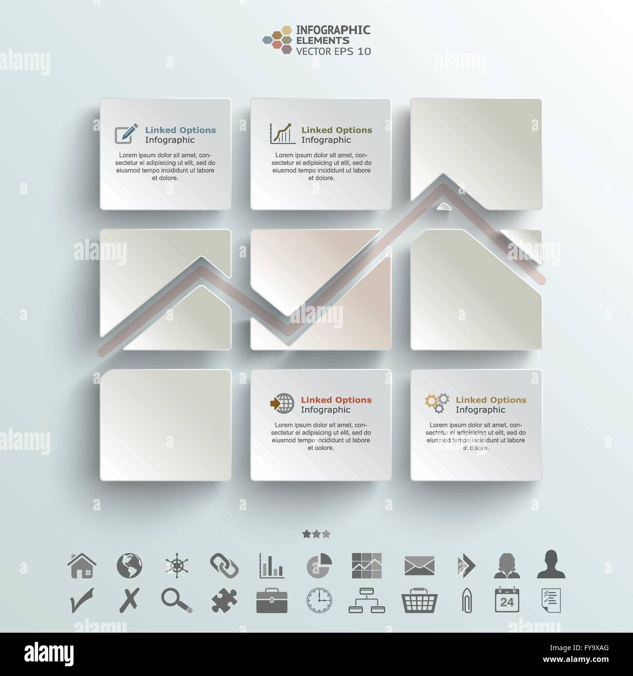 Infographic background illustration of a bar graph made from nine paper ...