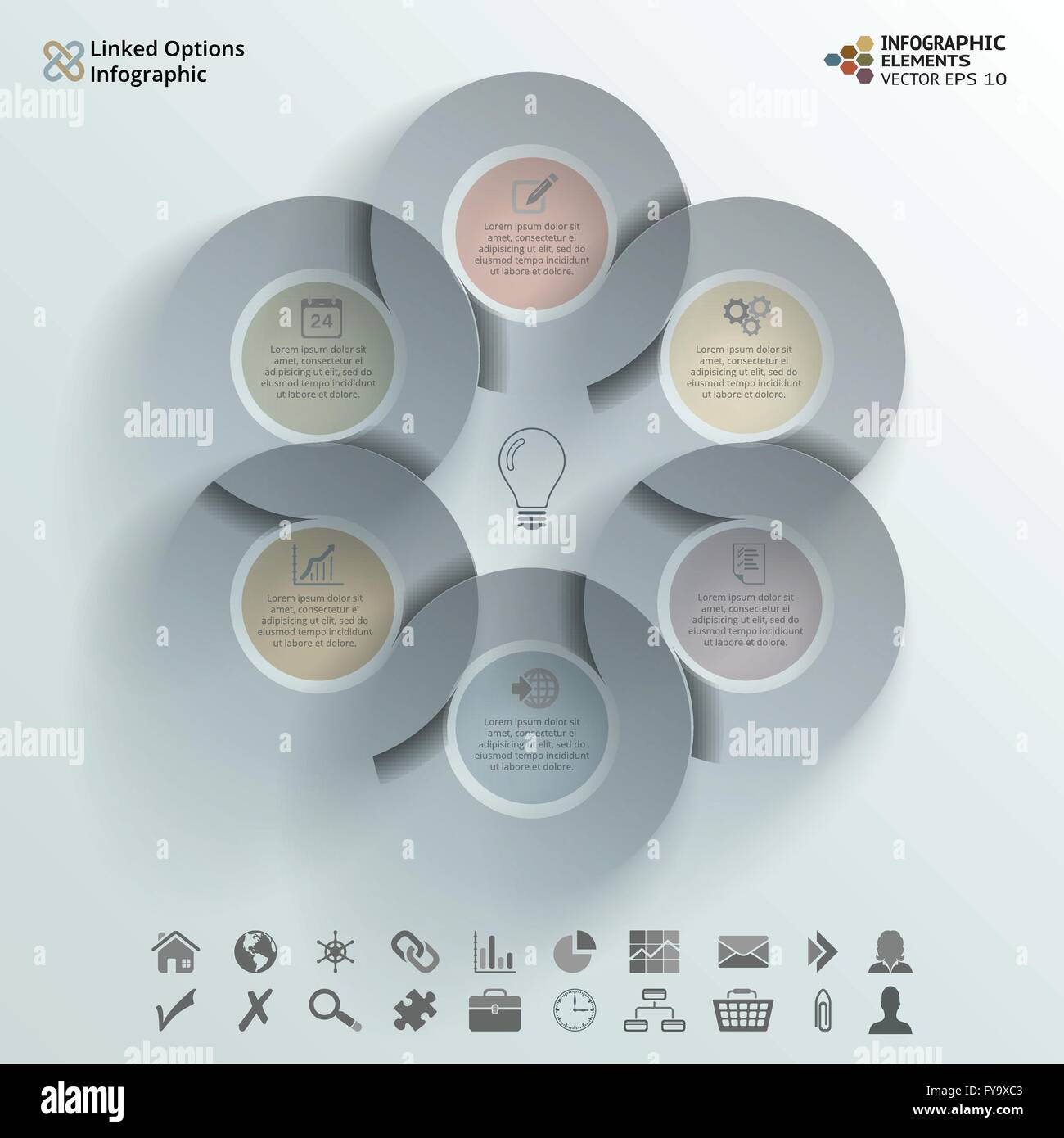 Infographic background illustration of linked options made with six ...