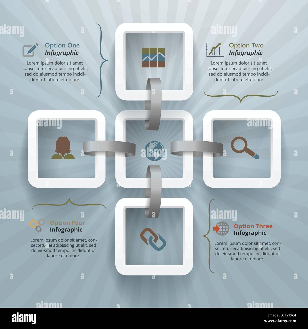 Infographic illustration with five linked squares Stock Vector Image ...