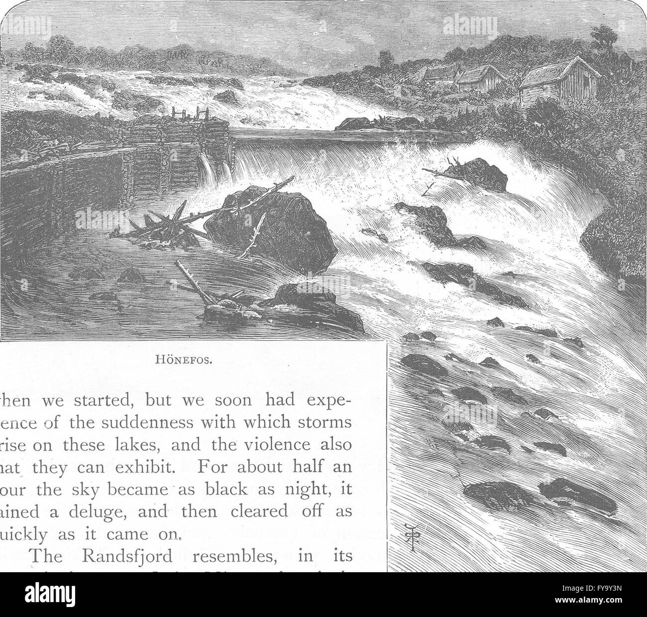 NORWAY: Honefos, antique print 1890 Stock Photo - Alamy