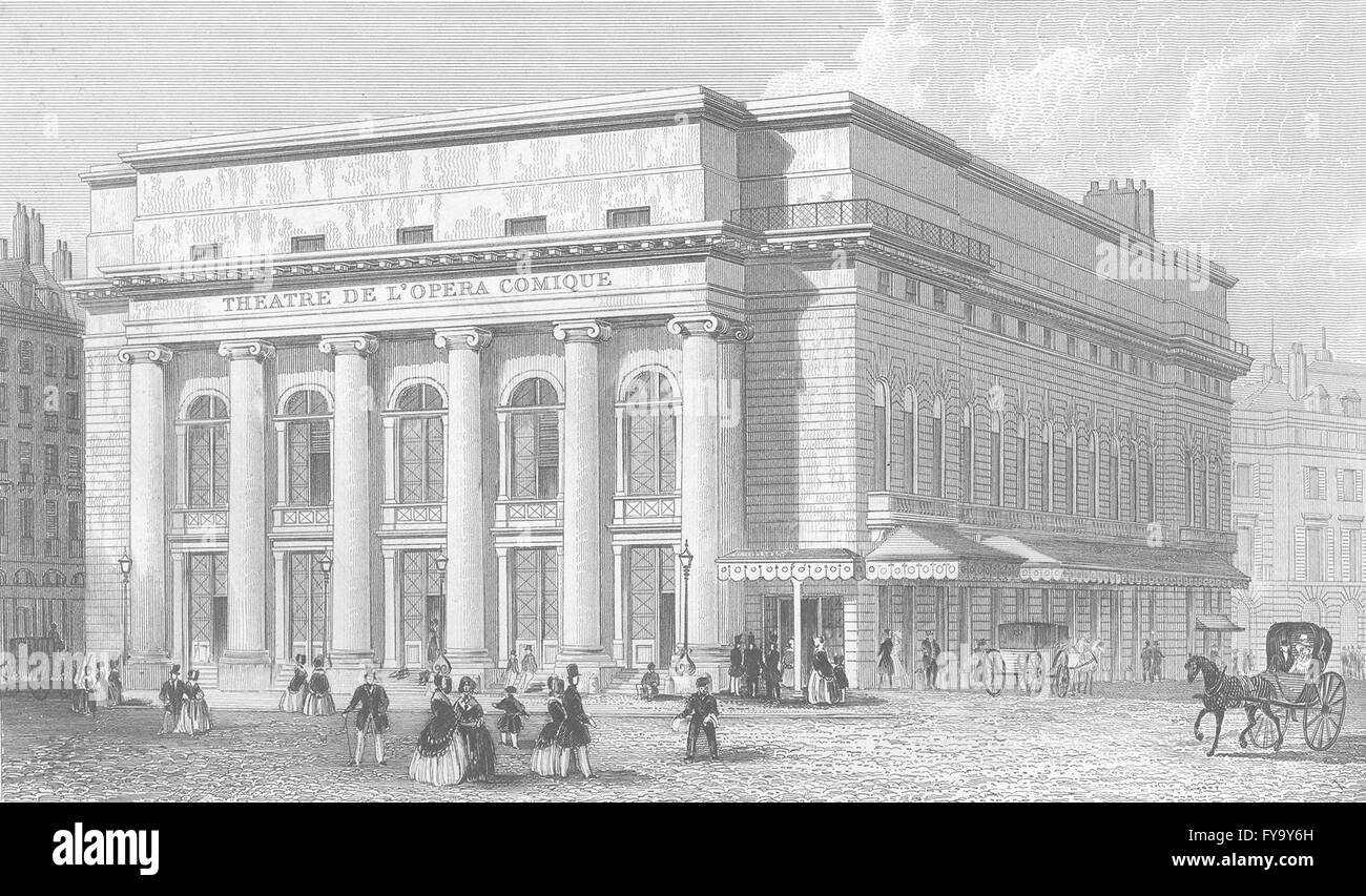 FRANCE: Theatre de L'Opera Comique: Paris, antique print c1856 Stock ...