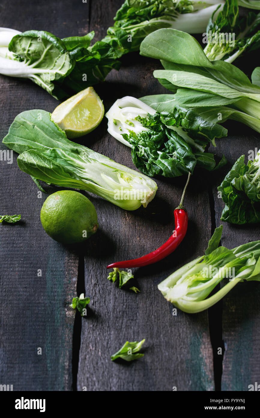 Assortment of raw bok choy Stock Photo - Alamy