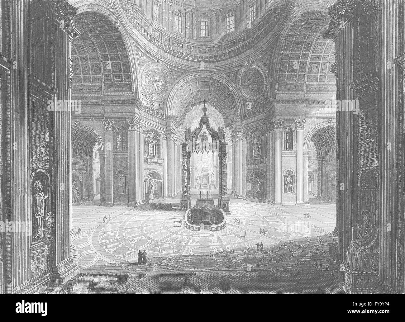 ITALY: Interior of St Peter's Rome, antique print c1856 Stock Photo - Alamy