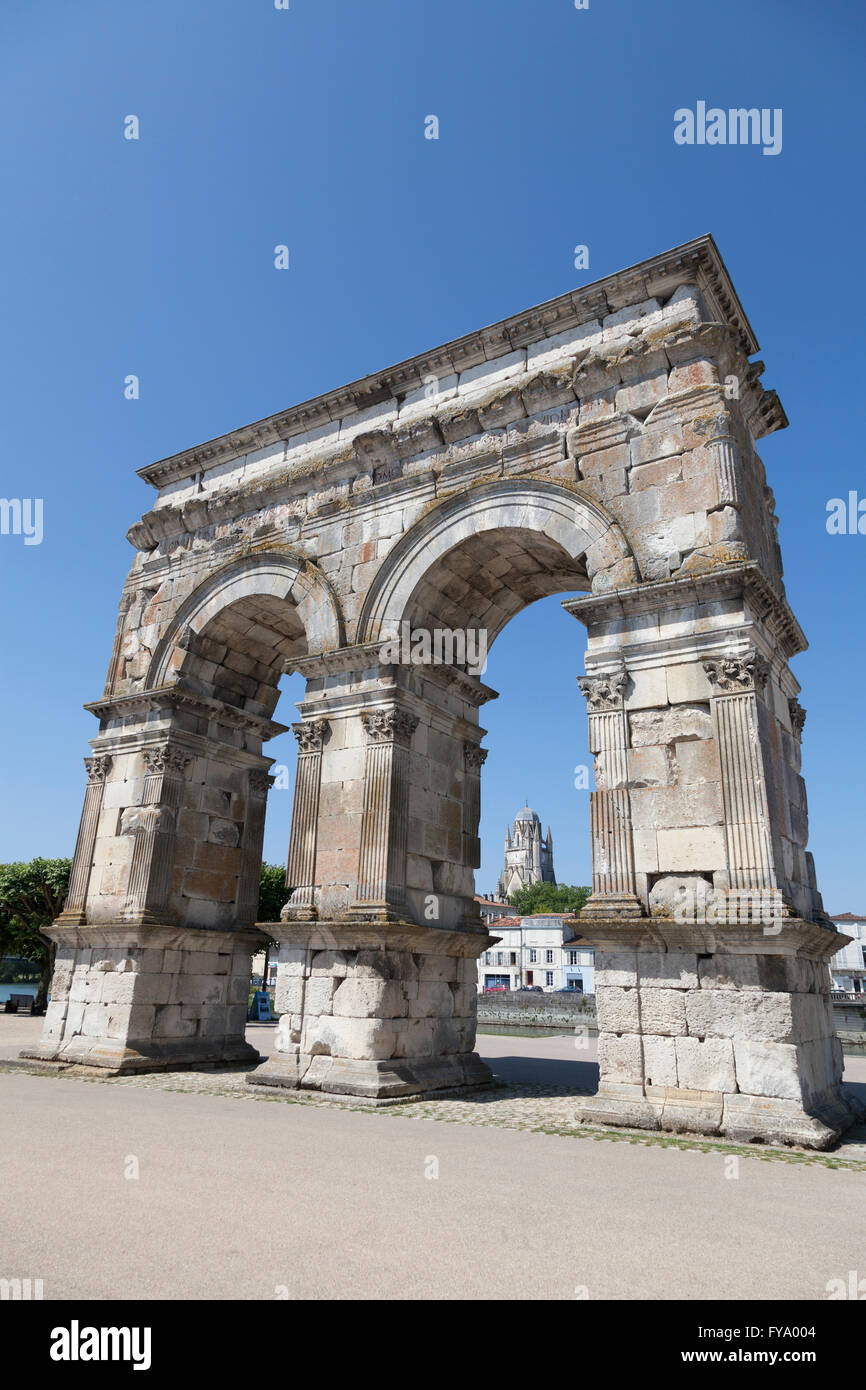 The Roman Arch of Germanicus with the Cathedral of Saint Peter, Saintes ...