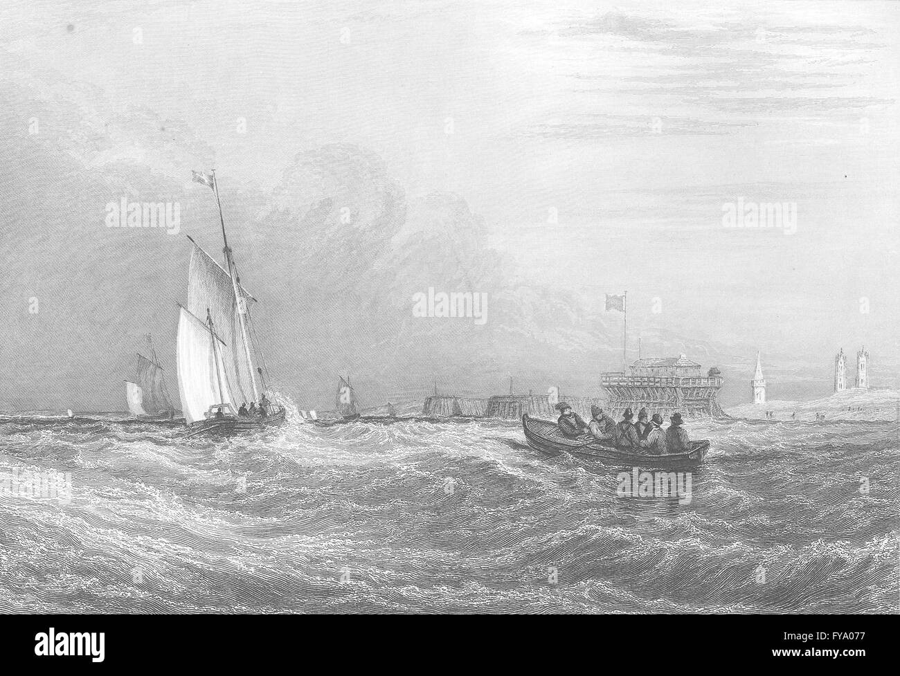 FRANCE: Fort Rouge, Calais, antique print 1836 Stock Photo - Alamy