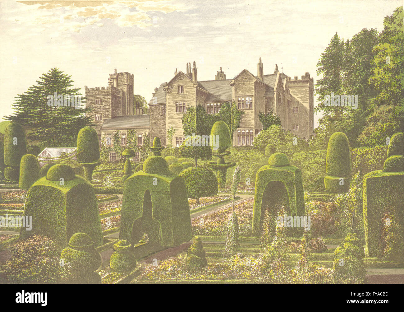 LEVENS HALL, Heversham, Westmoreland (Upton), antique print 1894 Stock ...