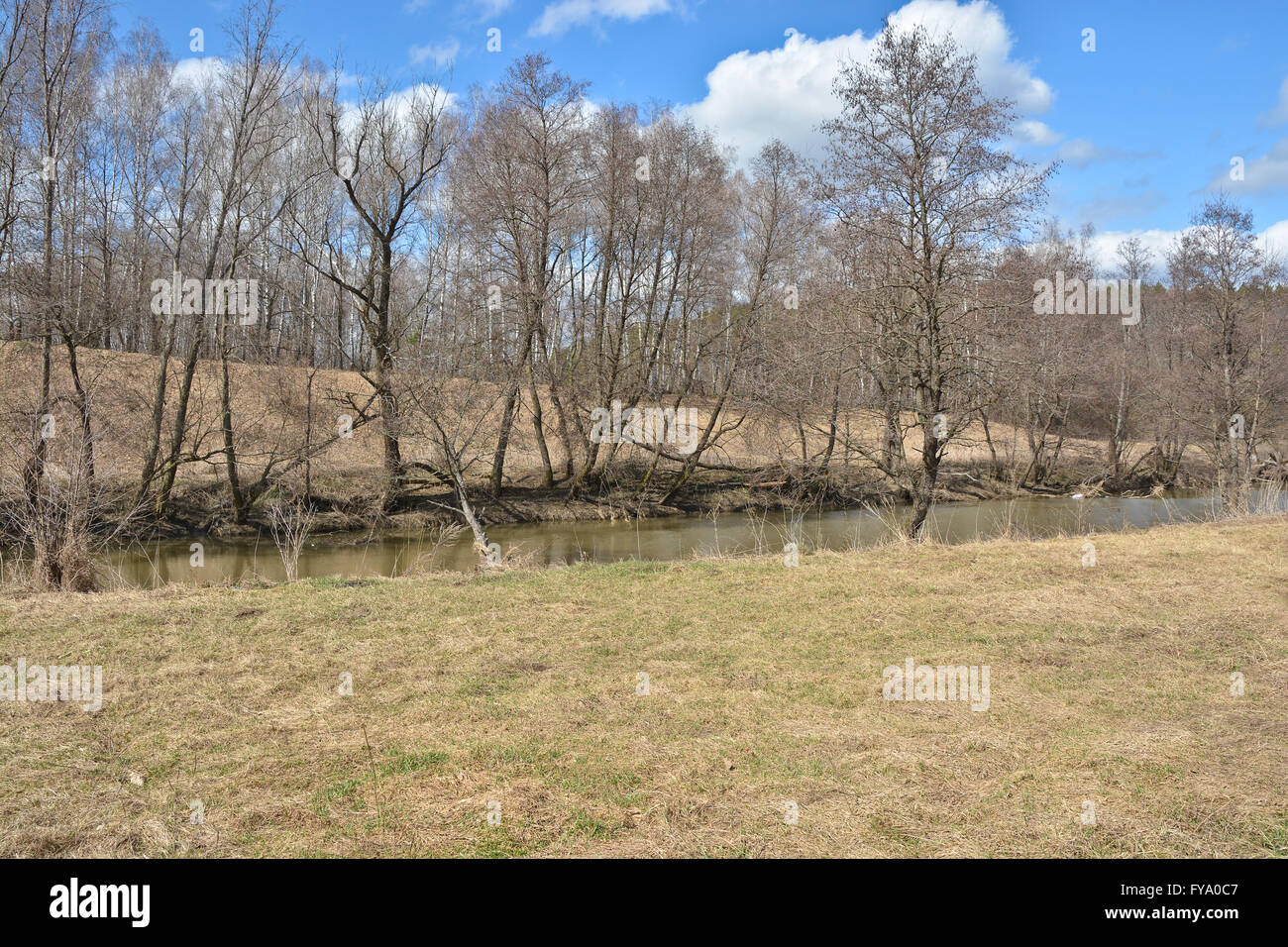 River in early spring. River Vasana in the Tula region of Russia at the ...