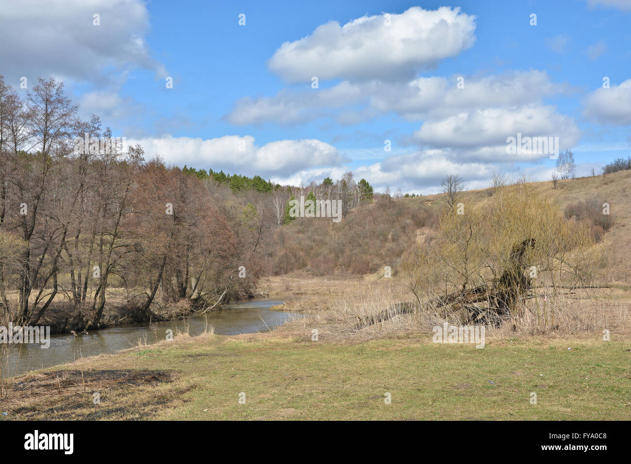 River in early spring. River Vasana in the Tula region of Russia at the ...