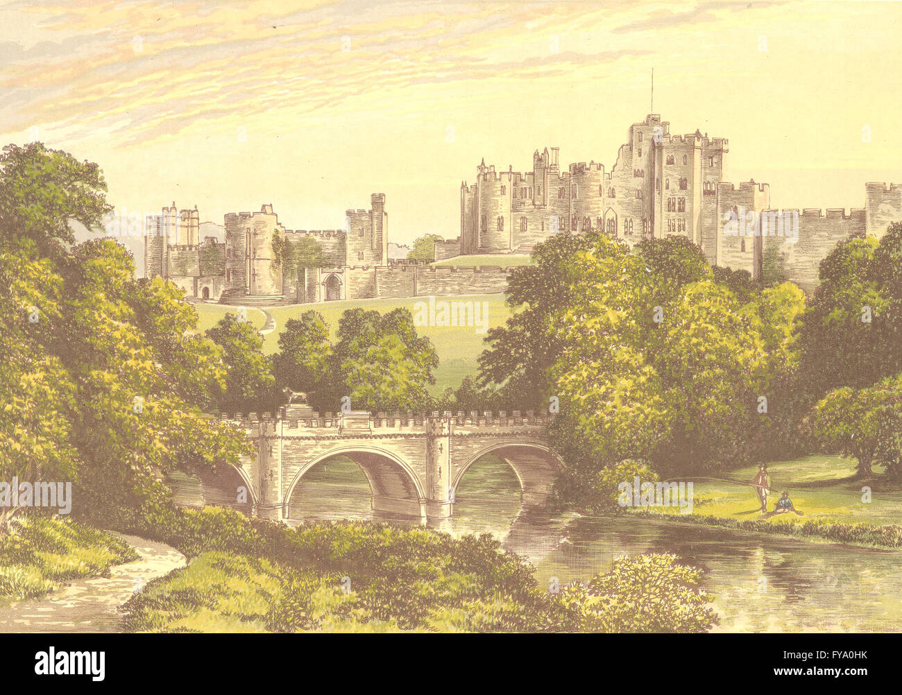 ALNWICK CASTLE, Alnwick, Northumberland (Duke of Northumberland), print ...