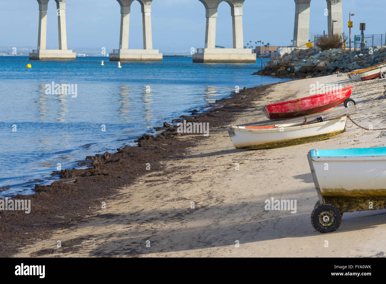 boats on a shoreline, harbor background Stock Photo - Alamy