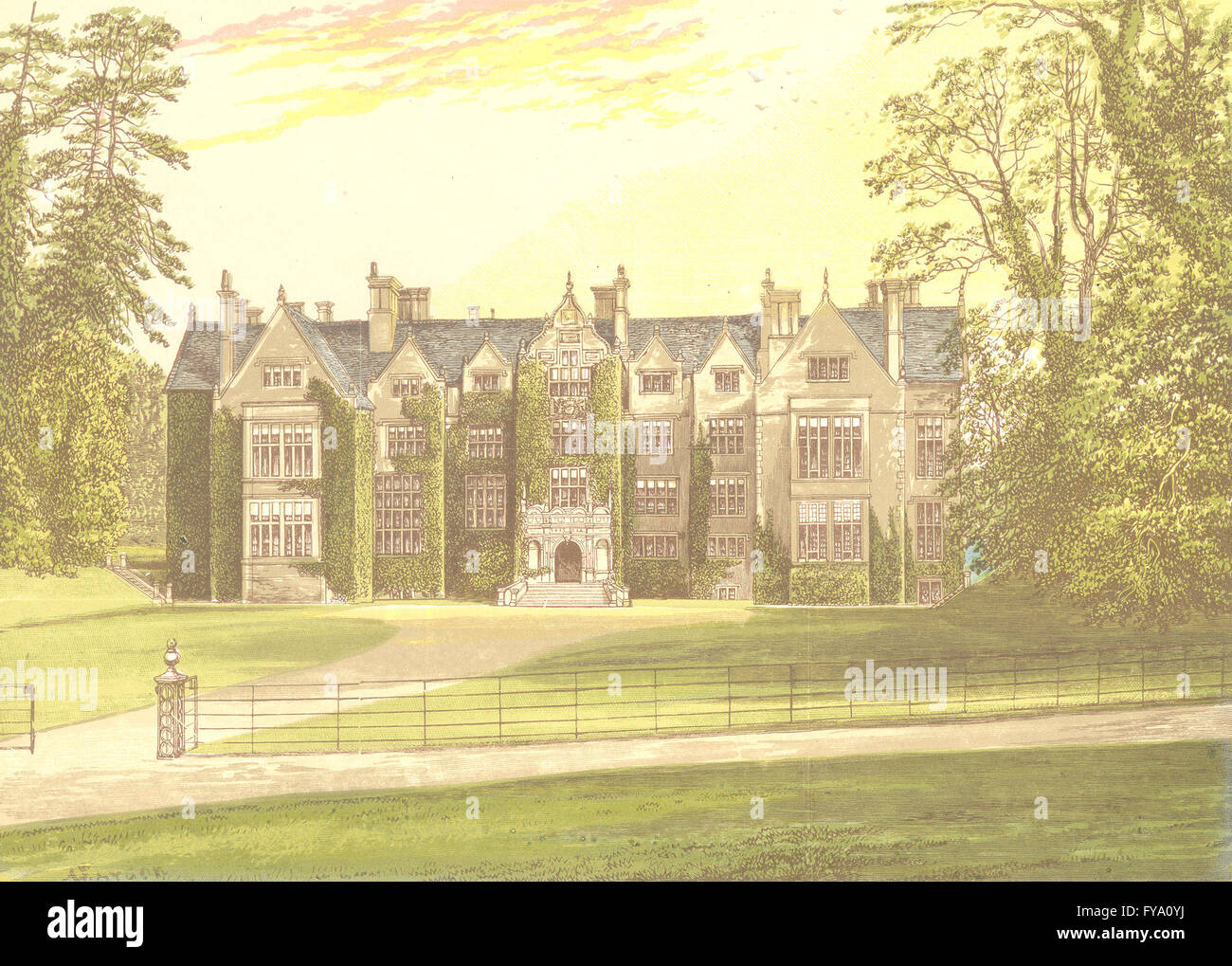 WROXTON ABBEY, Banbury, Oxfordshire (North), antique print 1891 Stock ...