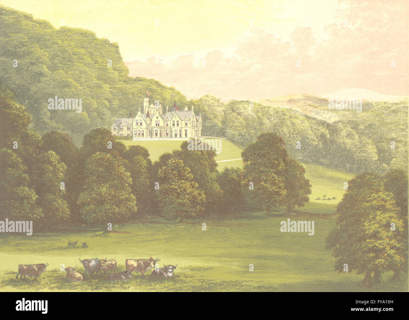 PHILIPHAUGH, Selkirk, Selkirkshire (Murray, Baronet), antique print ...