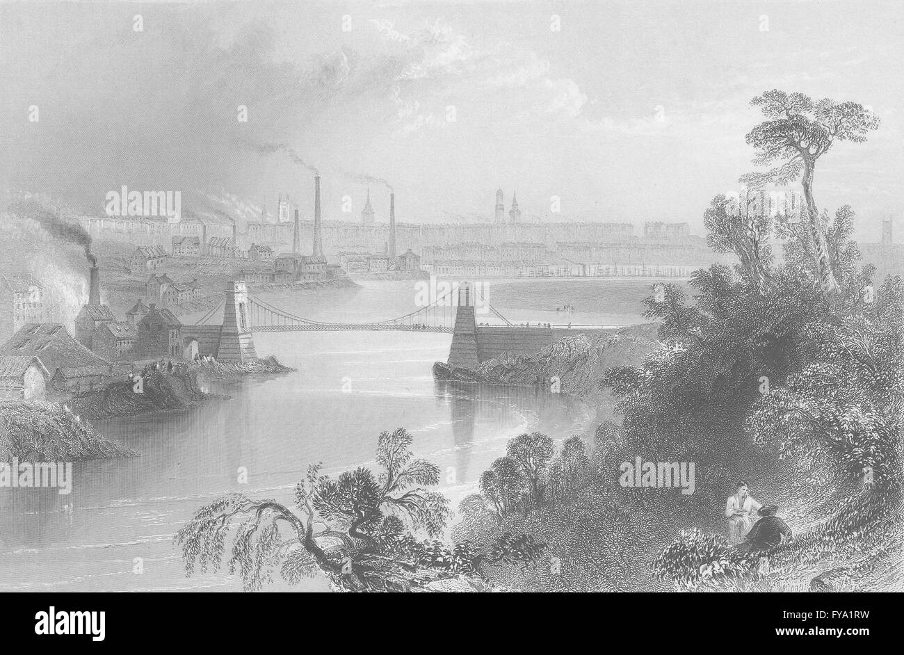 ABERDEEN: from above bridge; Bartlett; Finden, antique print 1842 Stock ...