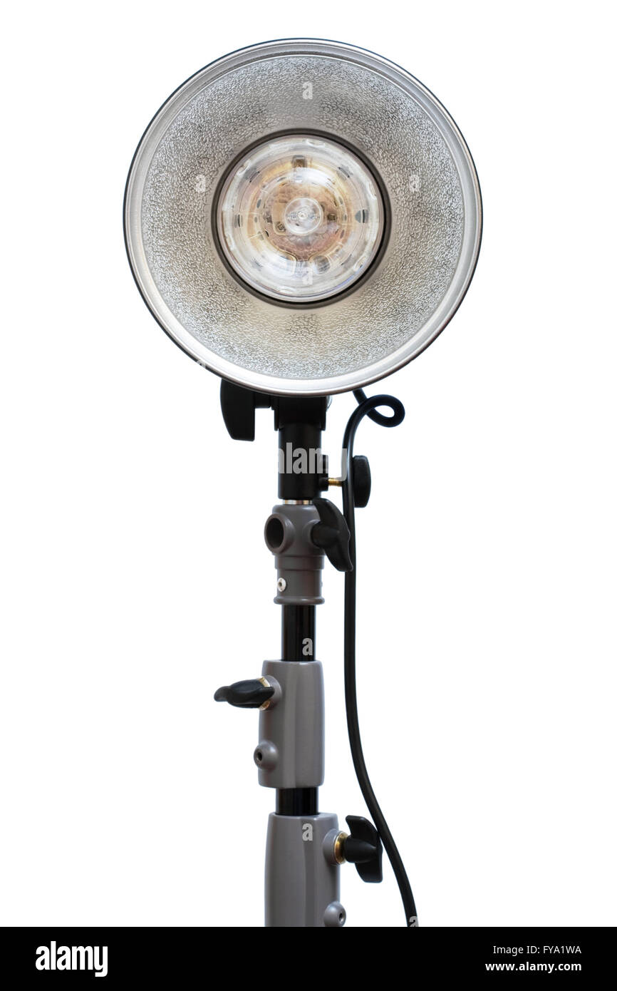 Modern powerful photographic flash on a white background Stock Photo ...