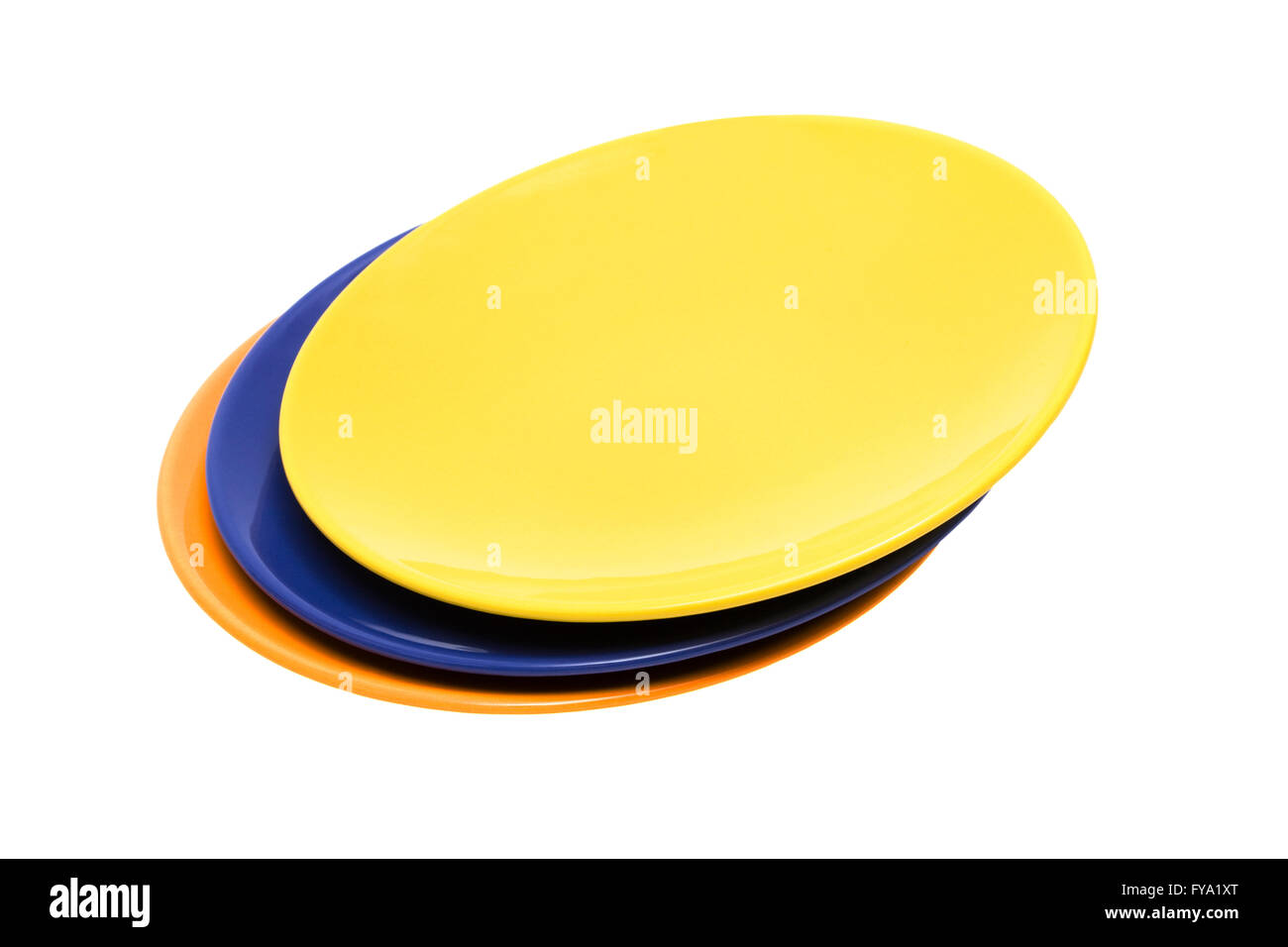 Three color plates on a white background Stock Photo - Alamy