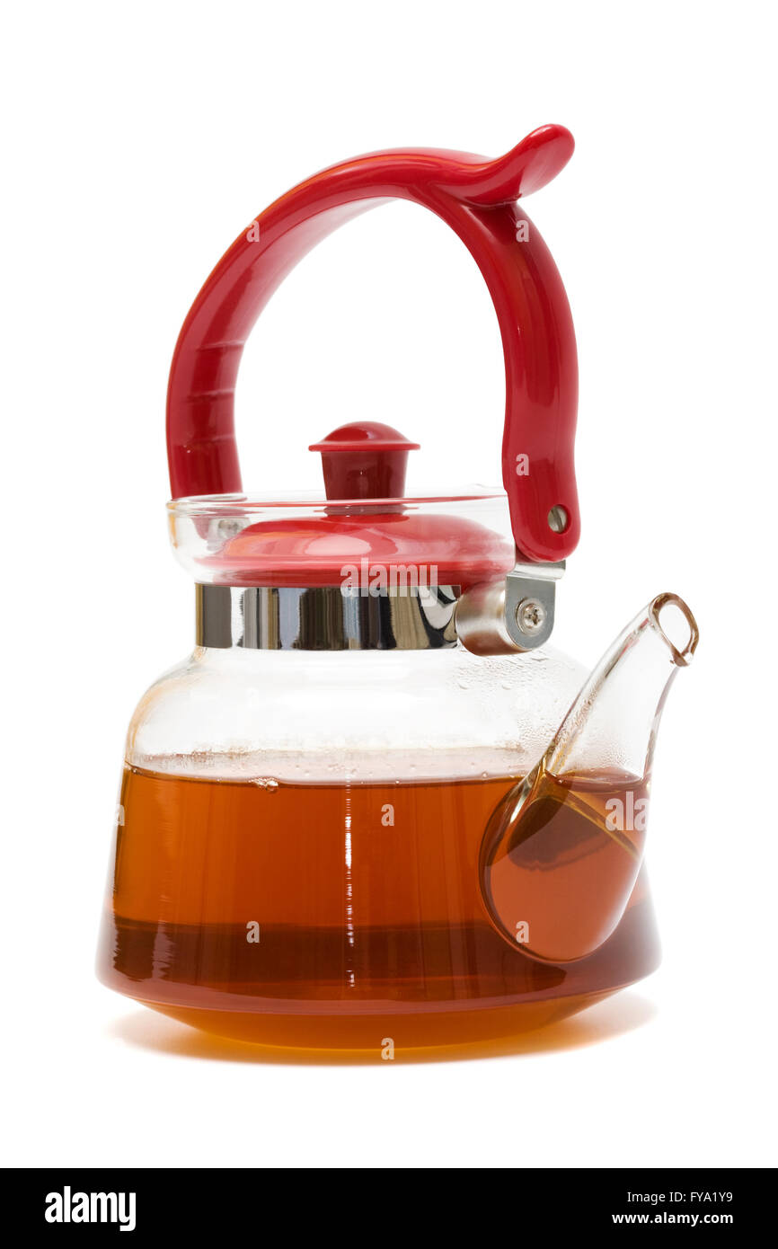 Beautiful glass teapot on a white background Stock Photo - Alamy