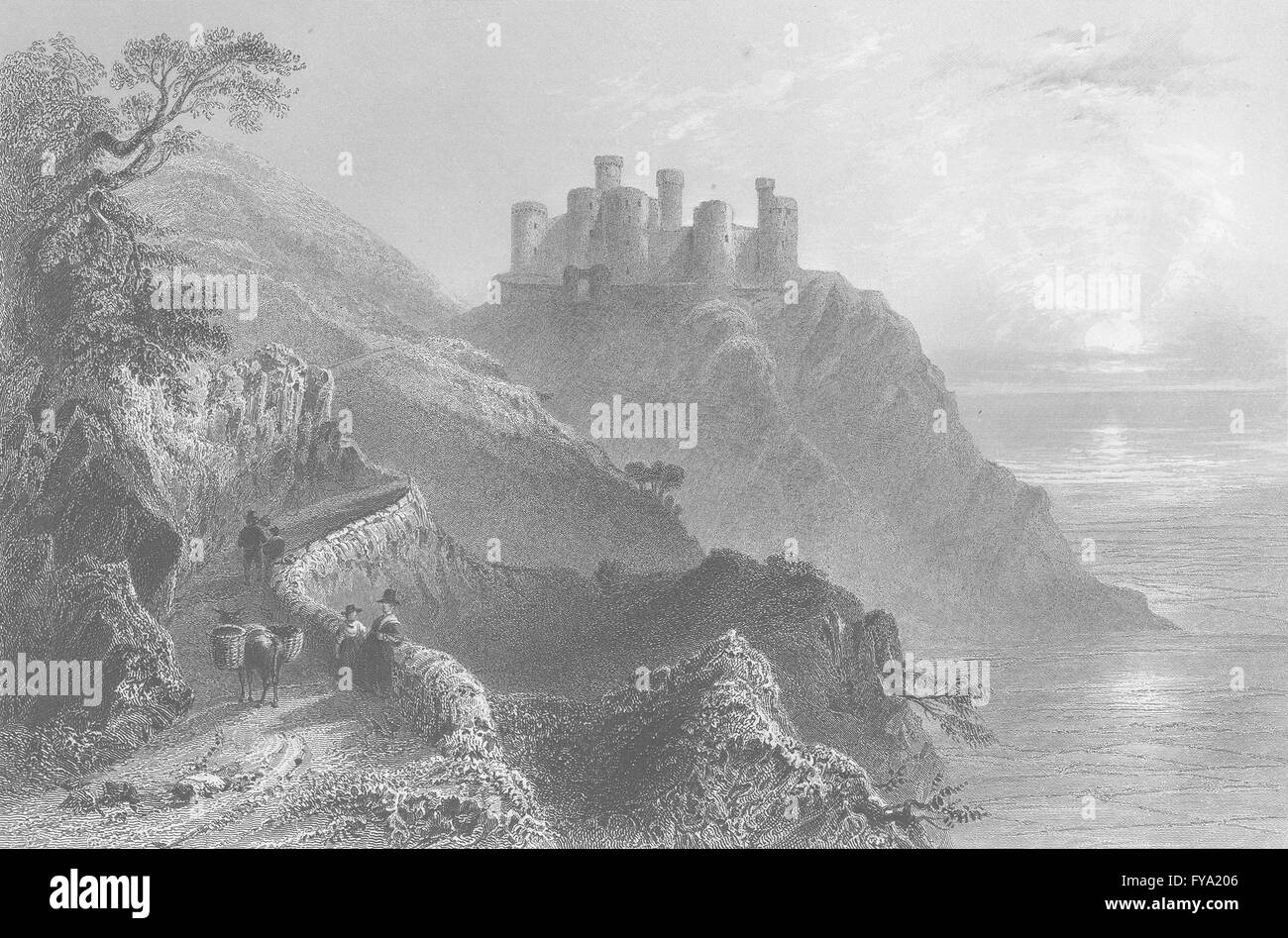 Engraving Harlech Castle High Resolution Stock Photography and Images ...