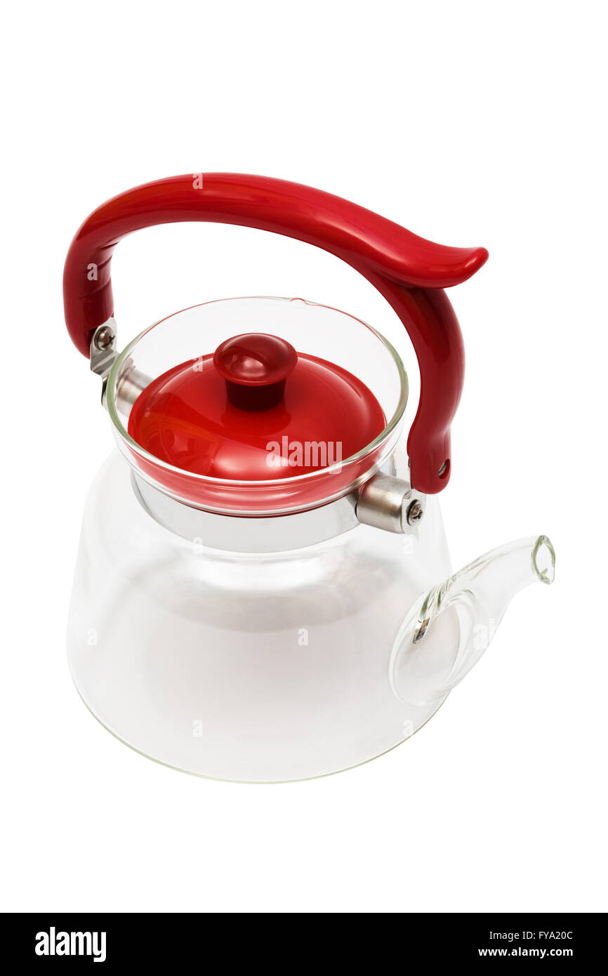 Beautiful glass teapot on a white background Stock Photo - Alamy