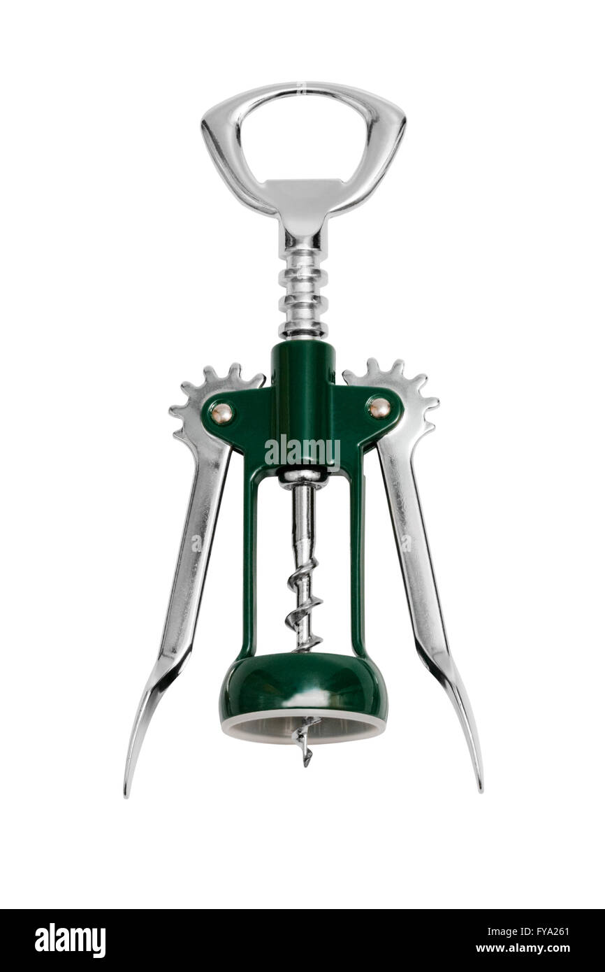 Modern metal corkscrew on a white background Stock Photo - Alamy