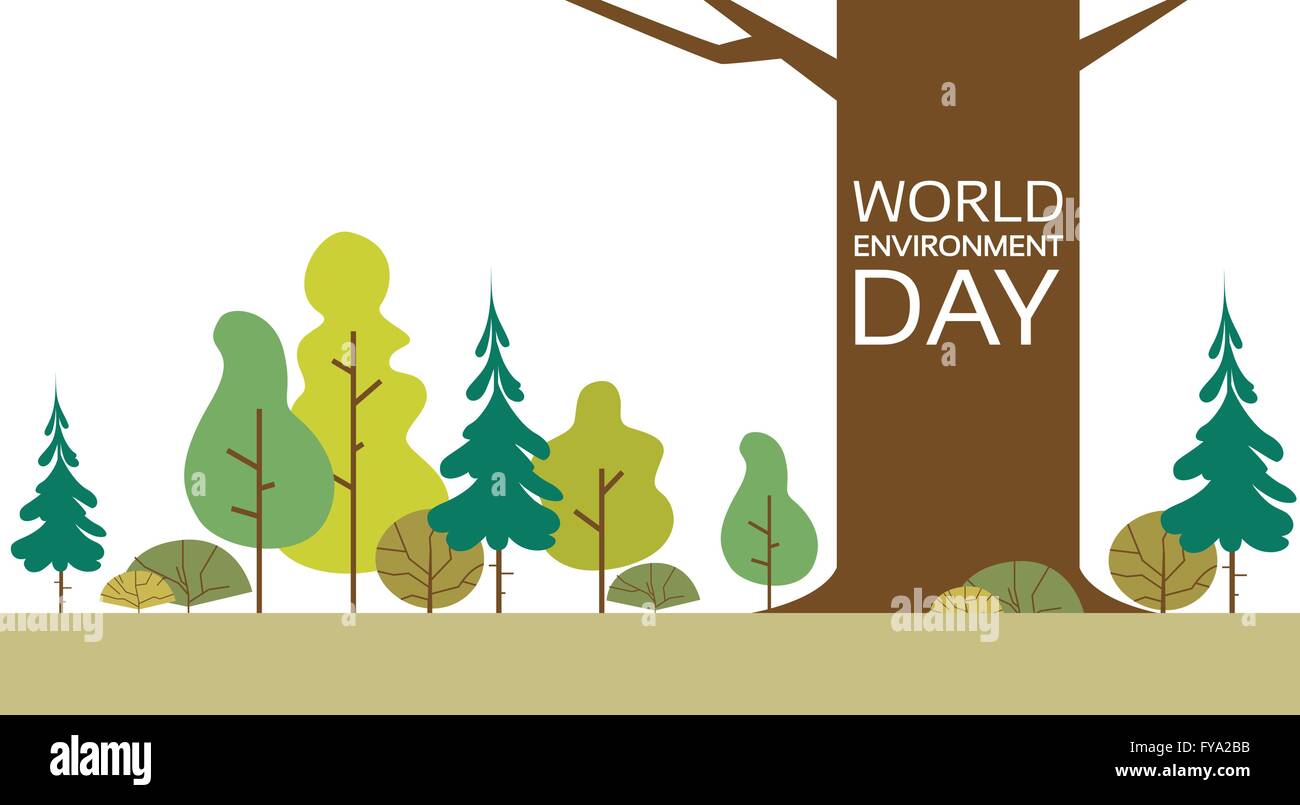 World Environment Day Forest Nature Landscape Tree Stock Vector Image ...
