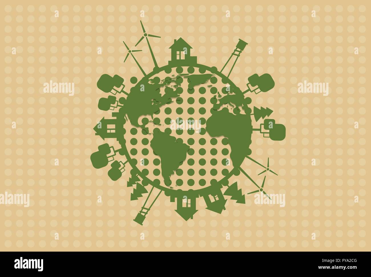 Green Earth Globe Silhouette Wind Turbine Stock Vector Image & Art - Alamy