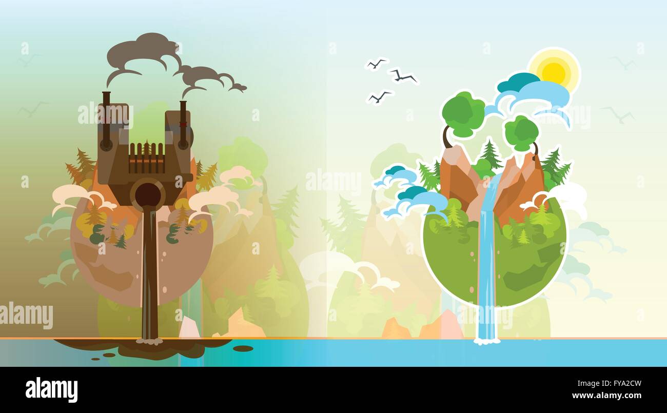 Clean And Polluted Earth Planet Globe Stock Vector Image & Art - Alamy