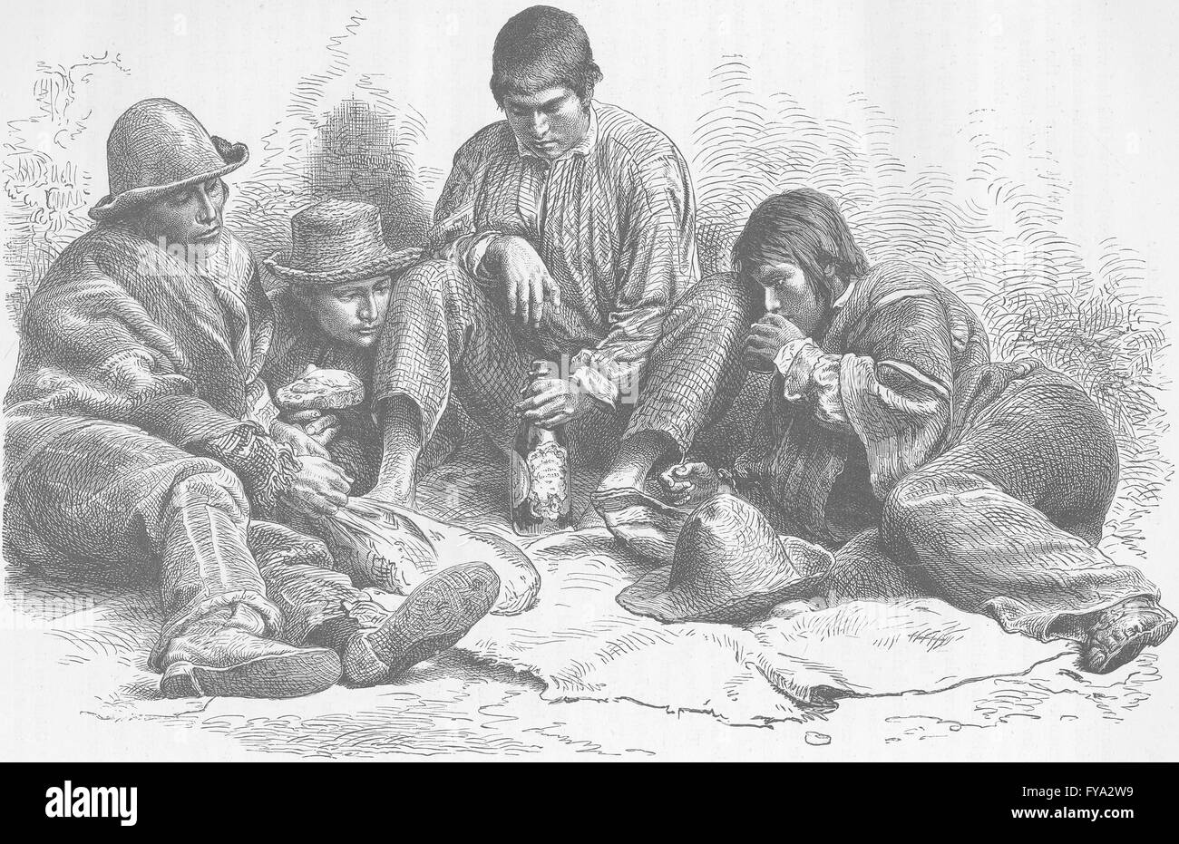 PERU: Group of Indios Mansos, Peruvian Indians from Cuzco, antique ...