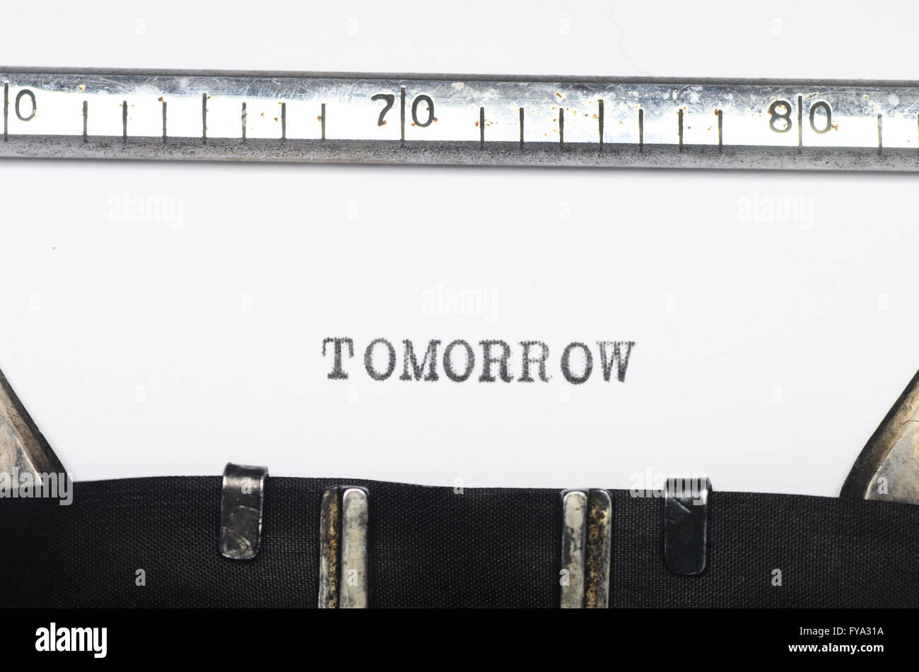 Word tomorrow typed on an old typewriter Stock Photo - Alamy