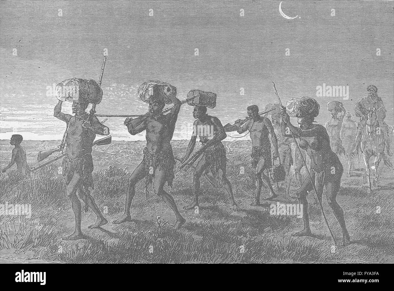 MALI: Gang of slaves in Kaarta, antique print 1891 Stock Photo - Alamy