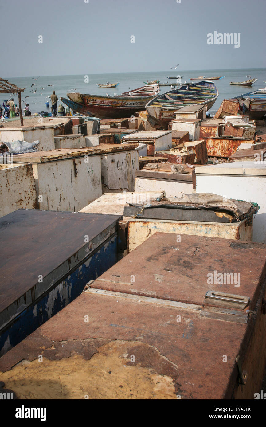 old rusty refrigerators were fishes are fridged and stocked, Tanjih ...