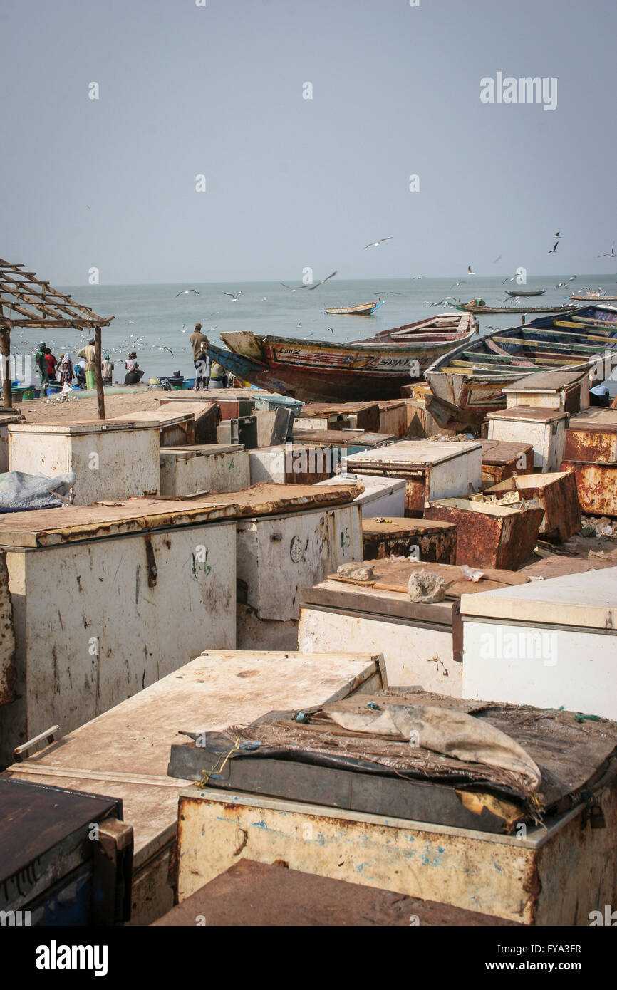 old rusty refrigerators were fishes are fridged and stocked, Tanjih ...