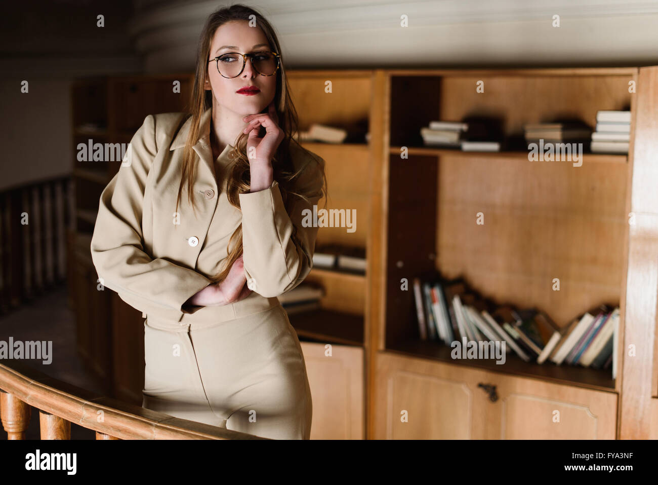 Stylish young lady in glasses hi-res stock photography and images - Alamy