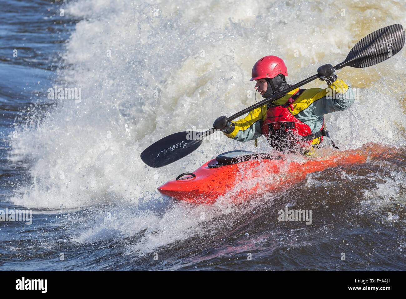 Kayaking the rapids on the river Stock Photo - Alamy