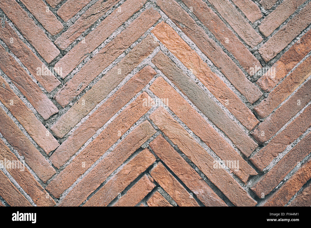 Fish bone texture of aged red bricks, pointing up detail horizontal ...