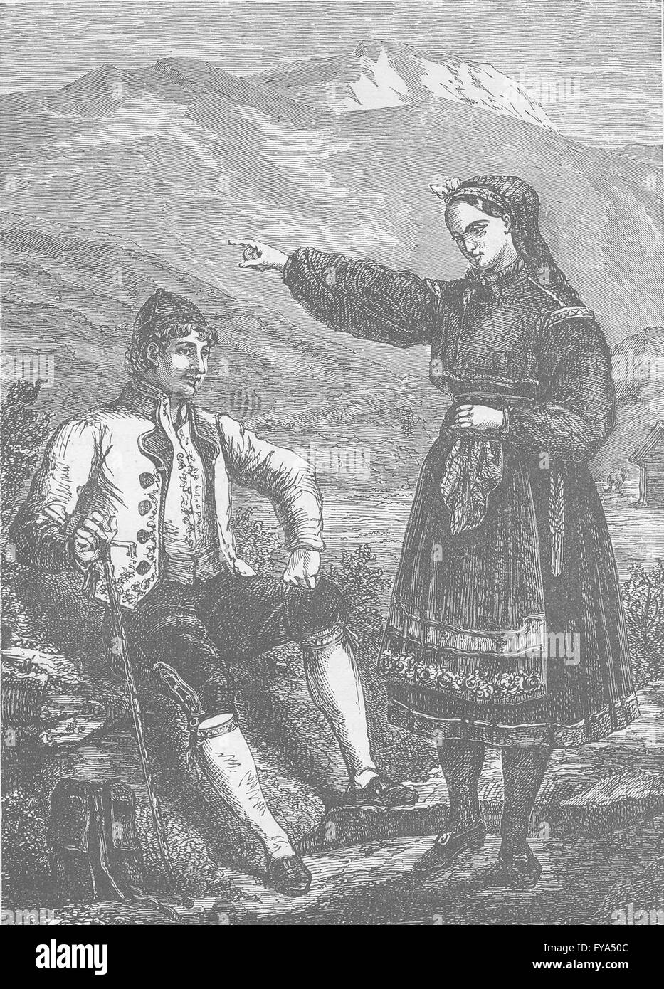 NORWAY: Costumes of Telemarken (Norway) , antique print 1894 Stock ...