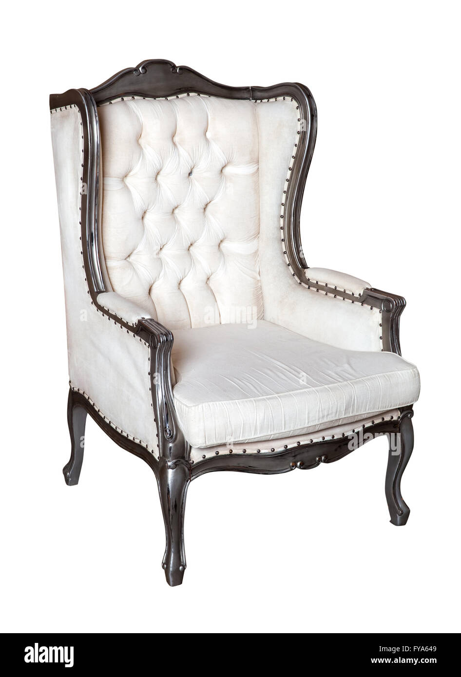 Comfortable classic white chair isolated Stock Photo - Alamy