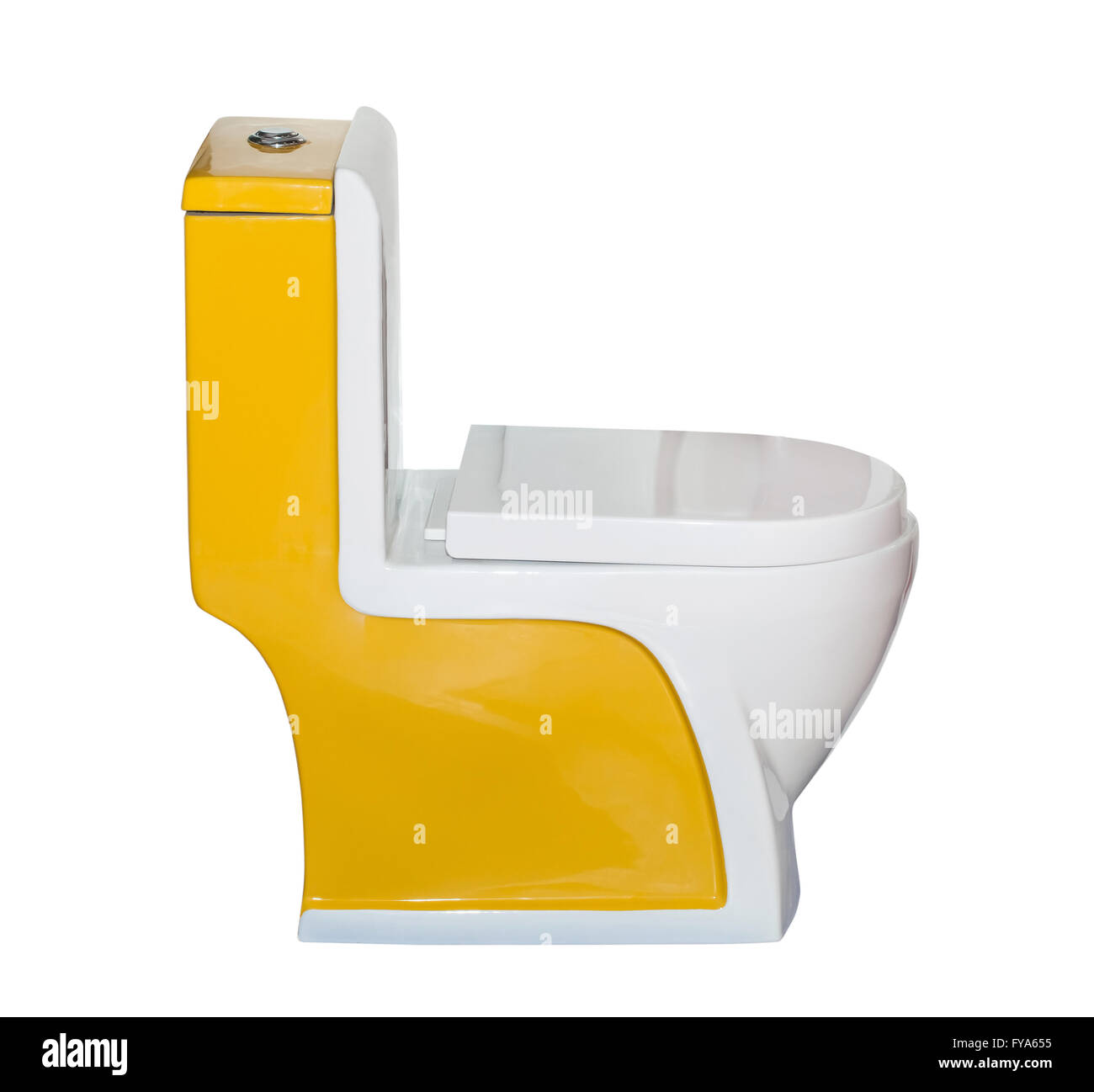 Yellow toilet bowl isolated Stock Photo - Alamy