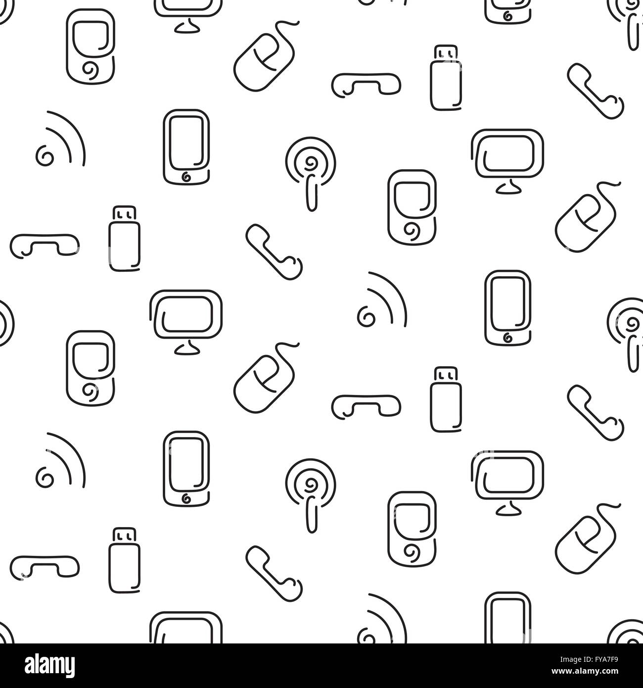 Electronics and mobile seamless pattern. Vector illustration. EPS 10 ...
